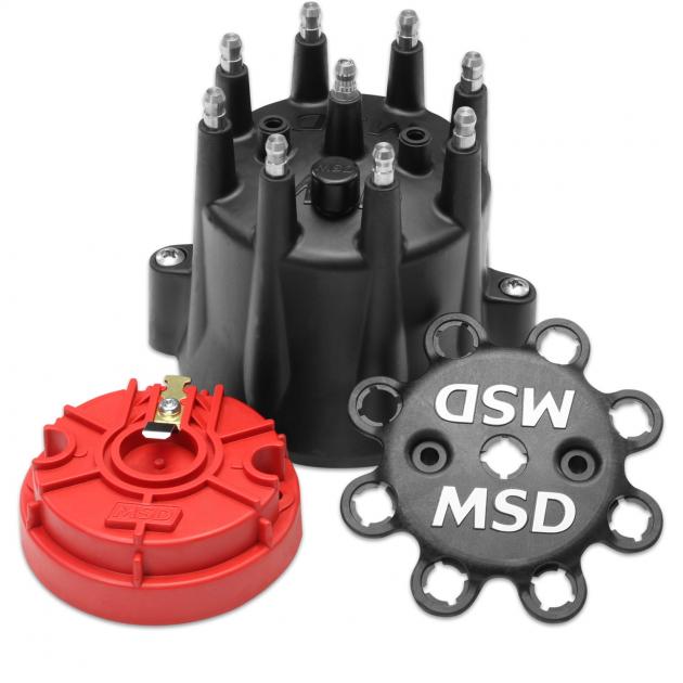MSD Black Chevy V8 HEI Distributor Cap and Rotor 84336 | Moparts