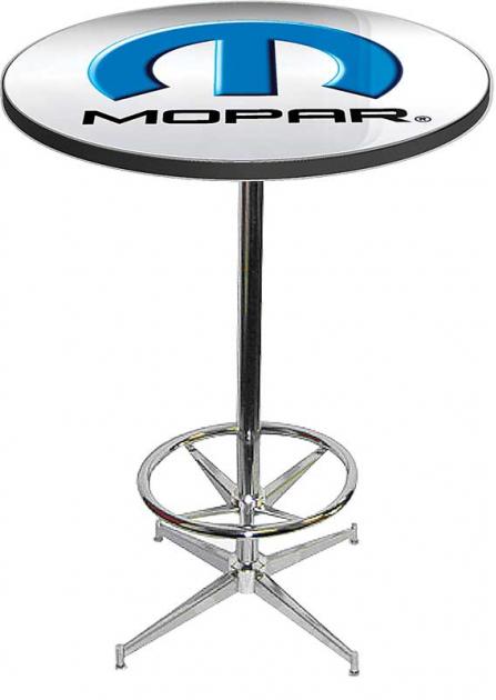 2001-13 Style Mopar Omega Logo Pub Table With Chrome Base And Foot Rest ...